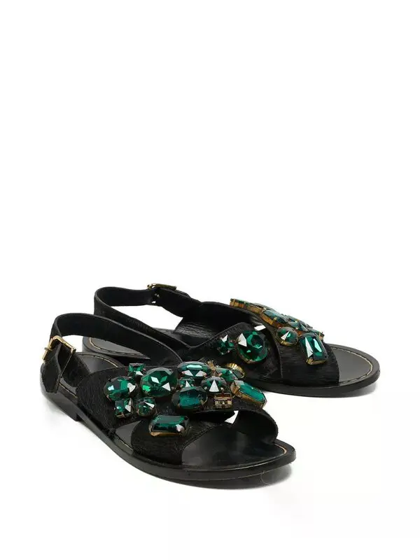 Marni Leather Crystal Embellished Slingback Sandals