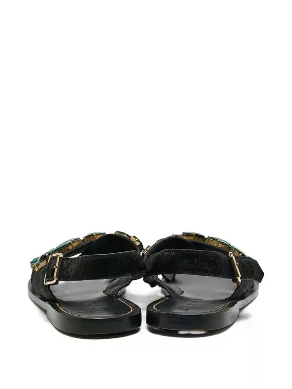 Marni Leather Crystal Embellished Slingback Sandals