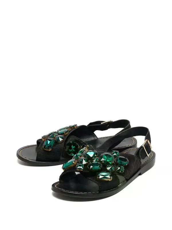 Marni Leather Crystal Embellished Slingback Sandals