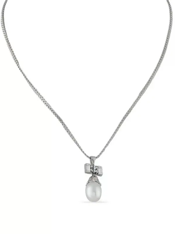 LB EXCLUSIVE Platinum Diamond And Pearl Necklace