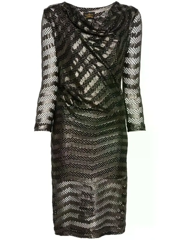 VIVIENNE WESTWOOD Metallic Finish Draped Midi Dress - Silver