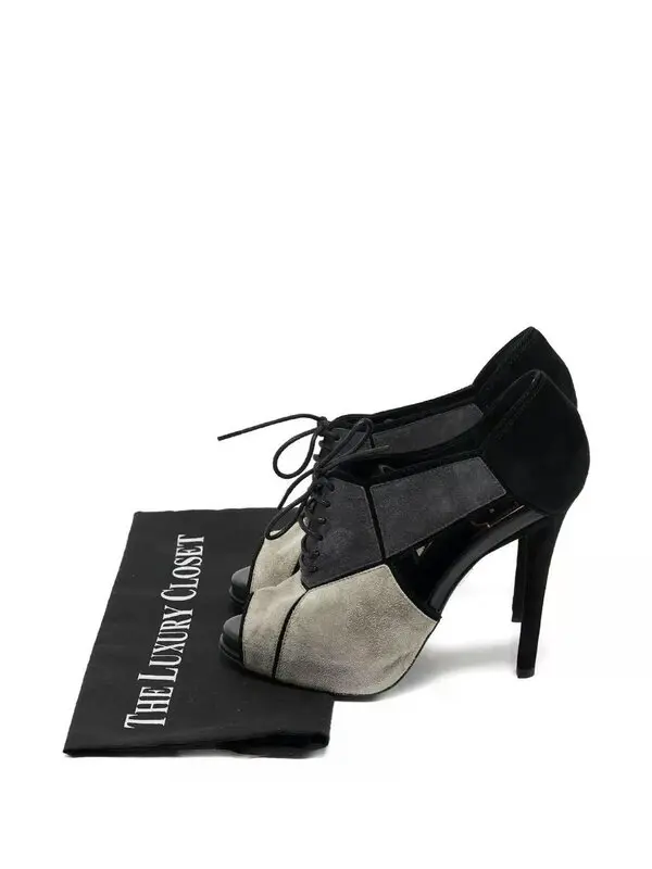 ROGER VIVIER Paneled Lace-up Boots - Grey