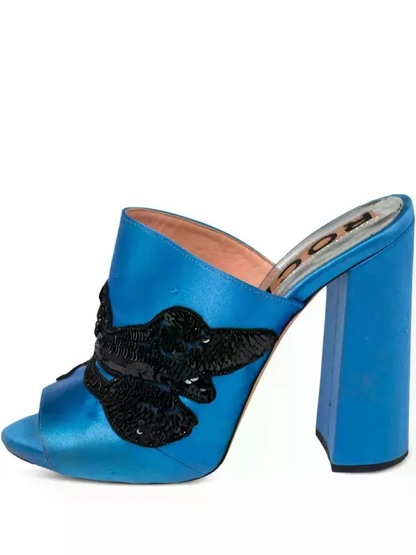 Rochas 110mm Satin Sequined Butterfly Detail Sandals