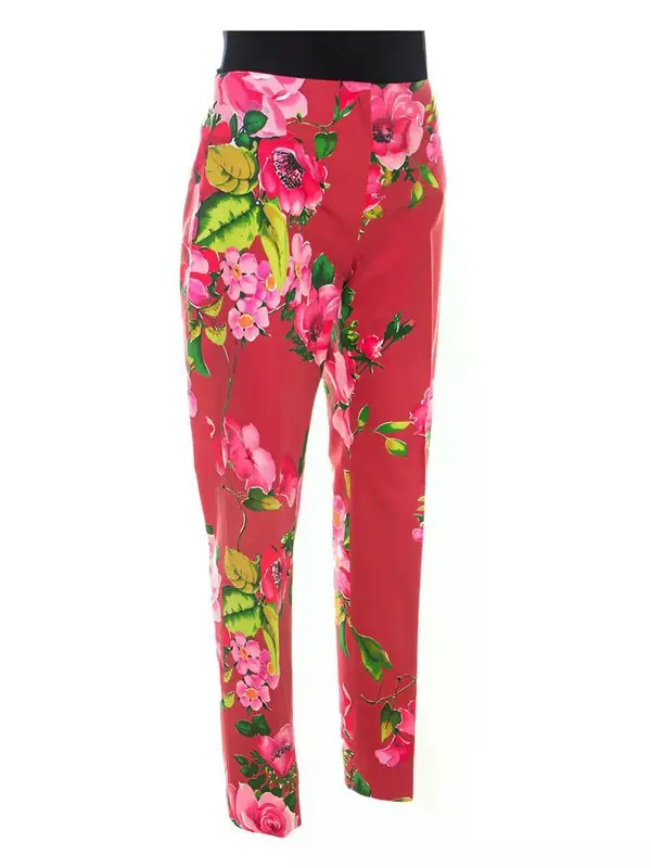 Blumarine Floral Print Stretch Cotton Trousers