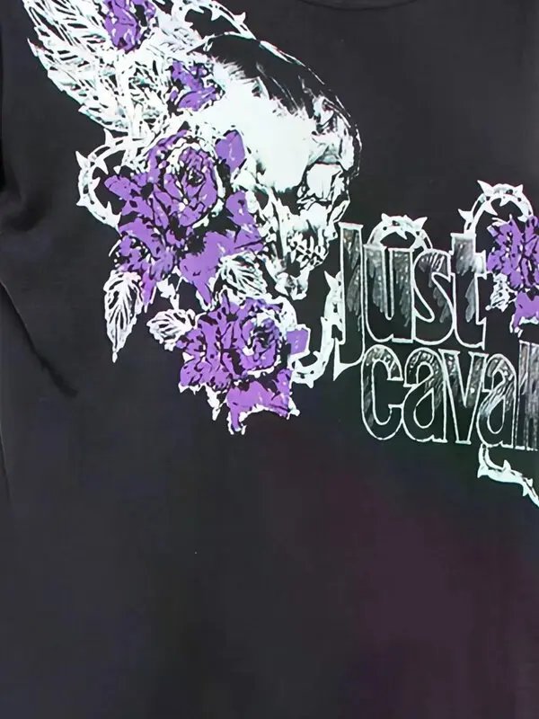 Just Cavalli Skull And Rose Print T-shirt