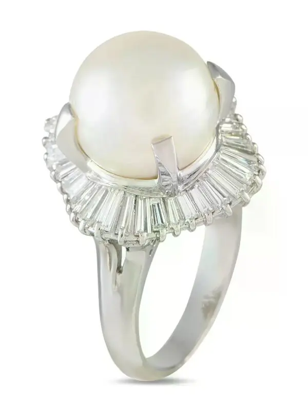 LB EXCLUSIVE Platinum Pearl And Diamond Ring - Silver