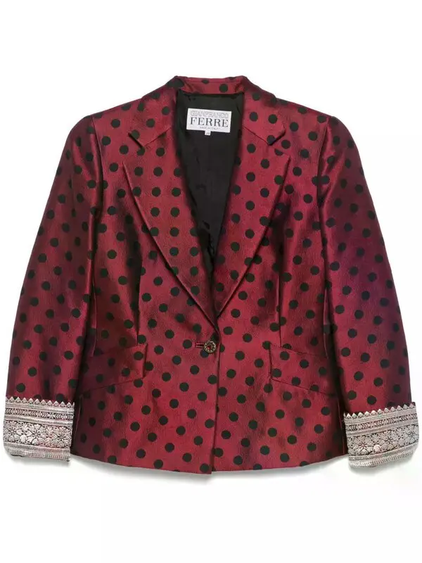 Gianfranco Ferre 1990s Polka Dot Embroidered Blazer - Red