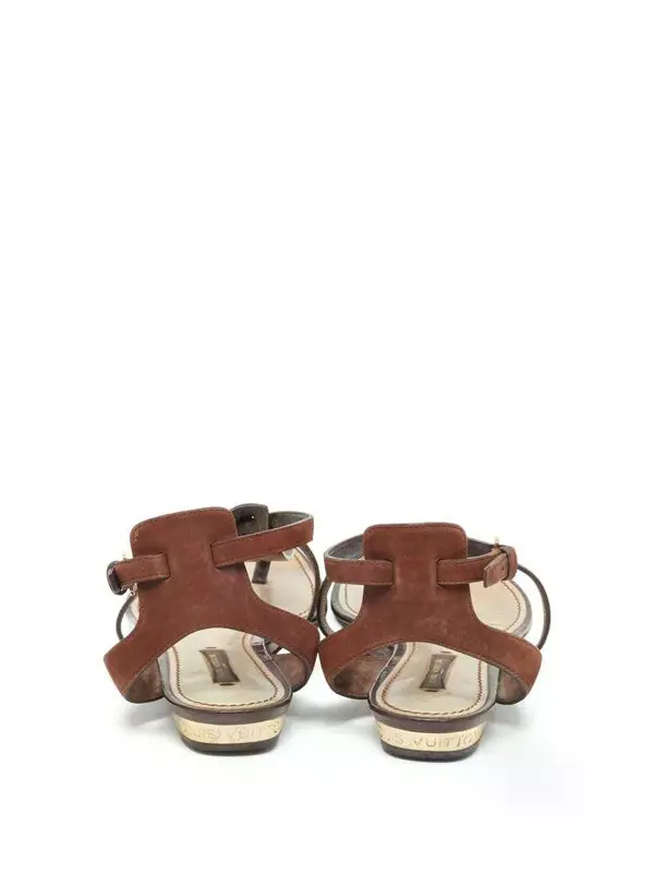 LOUIS VUITTON Leather Flat Sandals With Buckle-fastening Ankle Strap