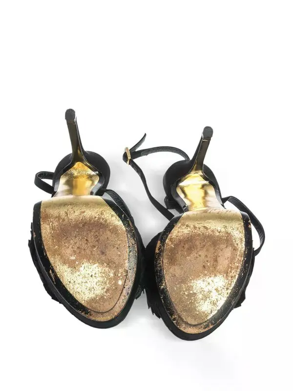 Fendi Pleated Buckled Sandals