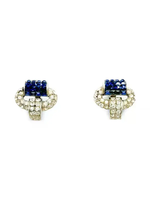 JENNIFER GIBSON JEWELLERY 1920s Crystal-embellished Earrings - Silver