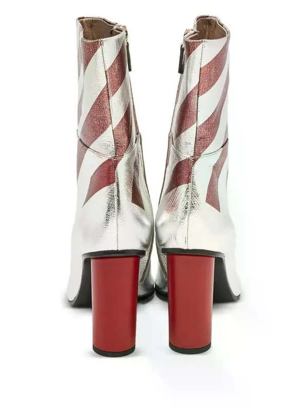 ANYA HINDMARCH Striped Peep-toe Ankle Boots