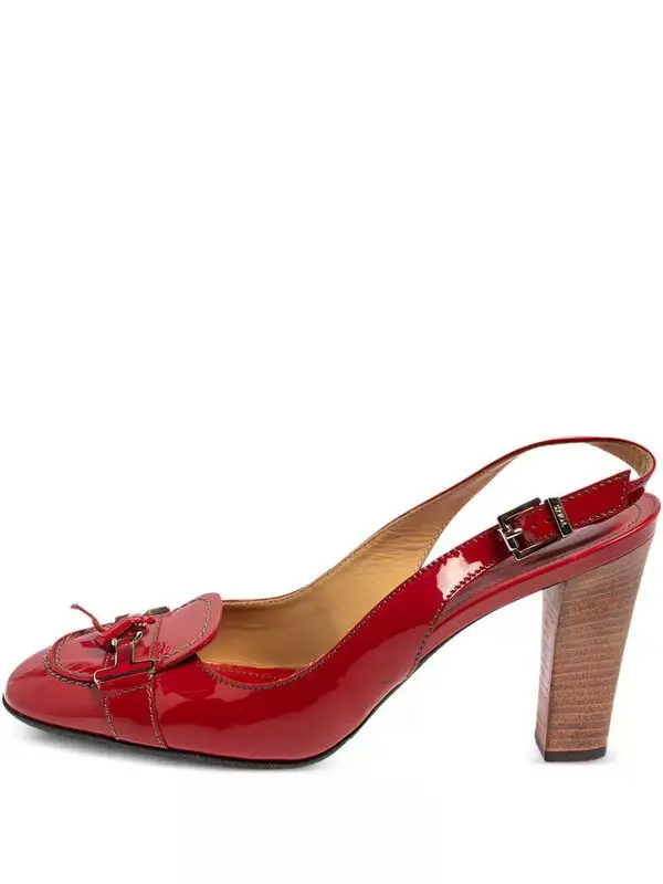 TOD'S Patent Leather Slingback Pumps - Red