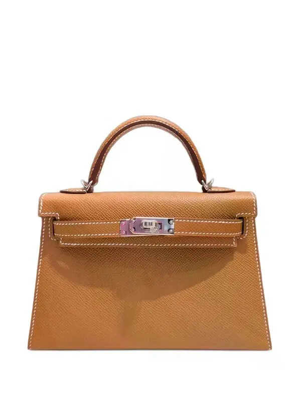 Hermès 2024 Mini Kelly Sellier Epsom Palladium Hardware Tote Bag - Brown