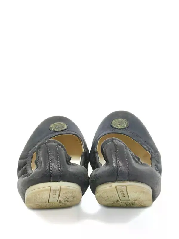 Prada Navy Blue Leather Round Toe Ballet Flats