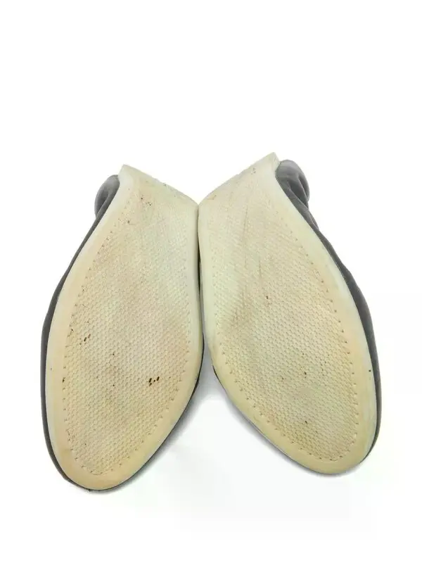 Prada Navy Blue Leather Round Toe Ballet Flats