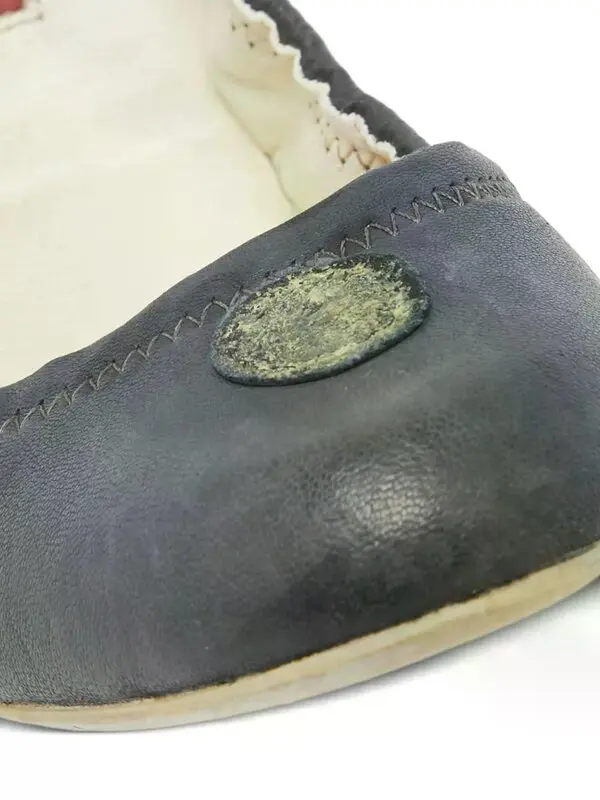 Prada Navy Blue Leather Round Toe Ballet Flats