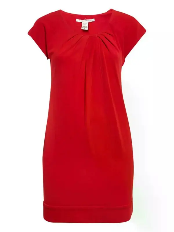 Diane Von Furstenberg Pleated Neckline Mini Dress - Red