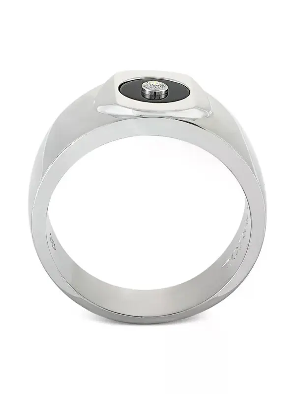 CHARRIOL Sterling Diamond And Onyx Band Ring