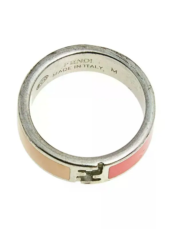 Fendi Tone Enamel Detail Flat Band Ring