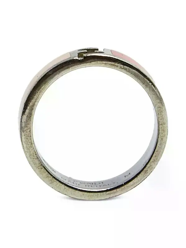 Fendi Tone Enamel Detail Flat Band Ring