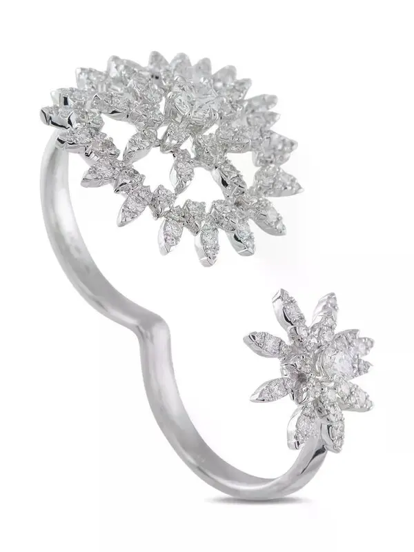 Hearts On Fire 18k White Gold Diamond Double Finger Ring - Silver