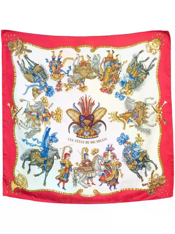 Hermès 1994 Les Fetes Du Roi Soleil Scarf - Red