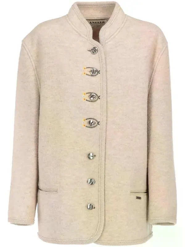 A.N.G.E.L.O. VINTAGE CULT 1990s Virgin Wool Coat With Floral Embroidery - Neutrals
