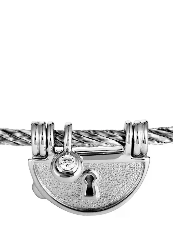 CHARRIOL My Heart" Bangle Bracelet With Cubic Zirconia Charm - Silver