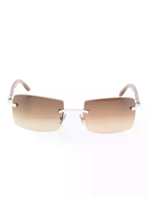 Cartier Wood Rimless Sunglasses - Silver
