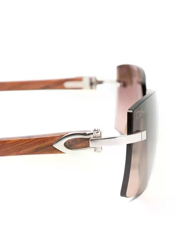 Cartier Wood Rimless Sunglasses - Silver