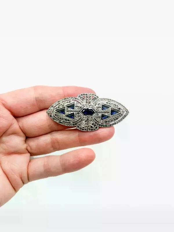 JENNIFER GIBSON JEWELLERY 1940s Coro Rhinestone Dress Clip - Silver