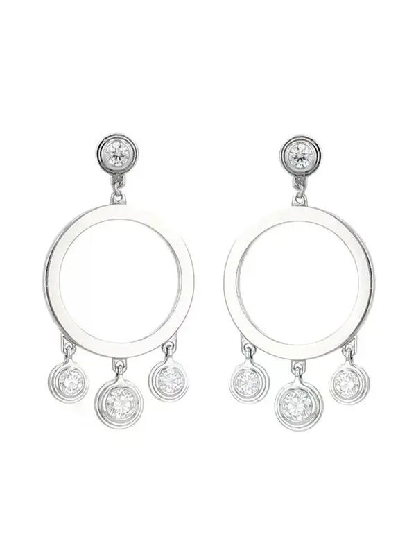 Cartier 18kt White Gold Diamond Dangle Earrings - Silver