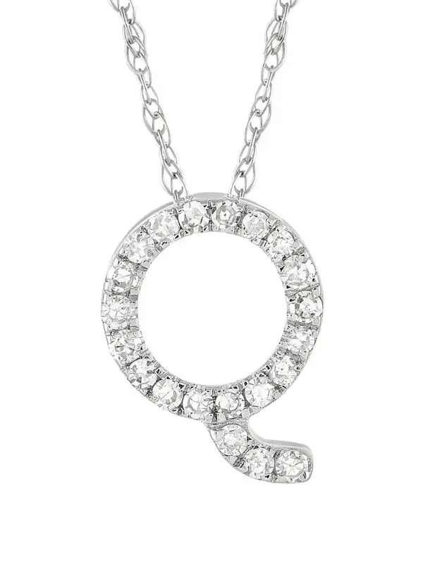 LB EXCLUSIVE 14k White Gold Initial Q Diamond Pendant Necklace - Silver