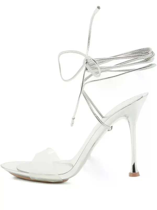 GIANVITO ROSSI Metallic Effect Strappy Stiletto Sandals - Silver