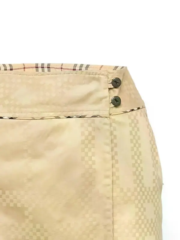 Burberry Checked Print Button Skirt - Neutrals