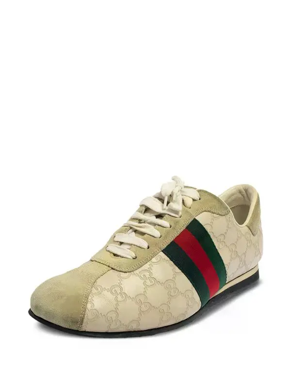 Gucci Gg Embossed Calf Leather Sneakers With Web Stripe