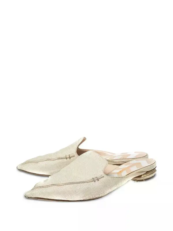 NICHOLAS KIRKWOOD Beya Pointed-toe Flat Mules - Neutrals