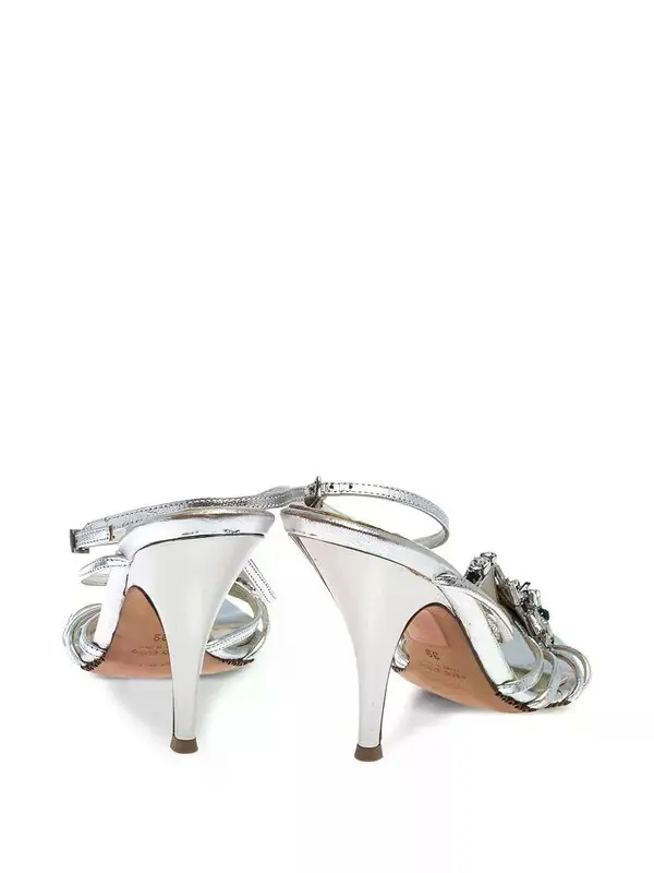 BALDININI Metallic Leather Crystal Embellished Stiletto Sandals