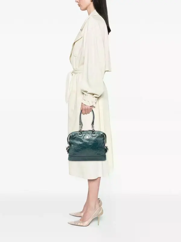 Celine 2008 Crinkled Patent Macadam Shoulder Bag - Blue