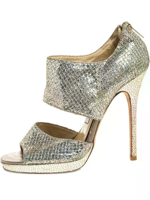 JIMMY CHOO Glitter Embellished Platform High Heel Sandals