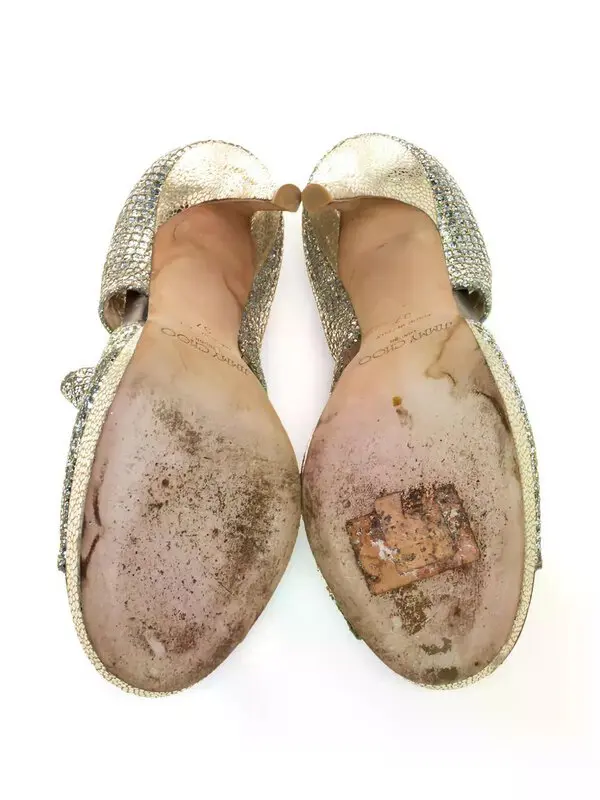 JIMMY CHOO Glitter Embellished Platform High Heel Sandals