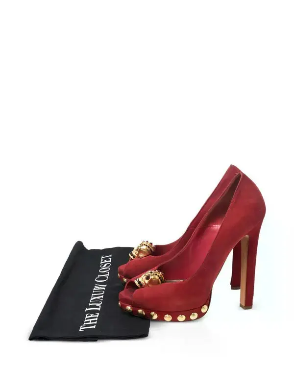 Alexander McQueen Suede Skull Studded Platform Pumps