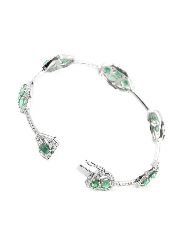 LB EXCLUSIVE 18k White Gold Diamond And Emerald Bangle