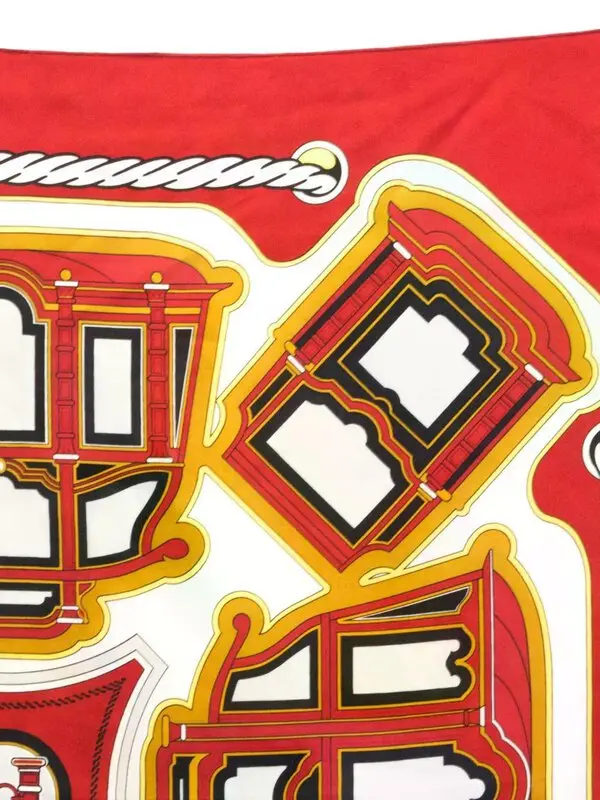 Hermès 1980s Les Berlines Silk Scarf - Red