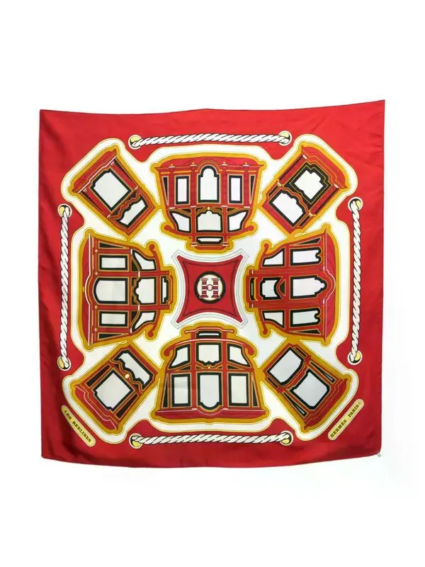 Hermès 1980s Les Berlines Silk Scarf - Red