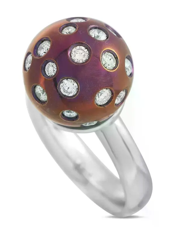 SALAVETTI 18k White Gold Ball Diamond Ring - Silver