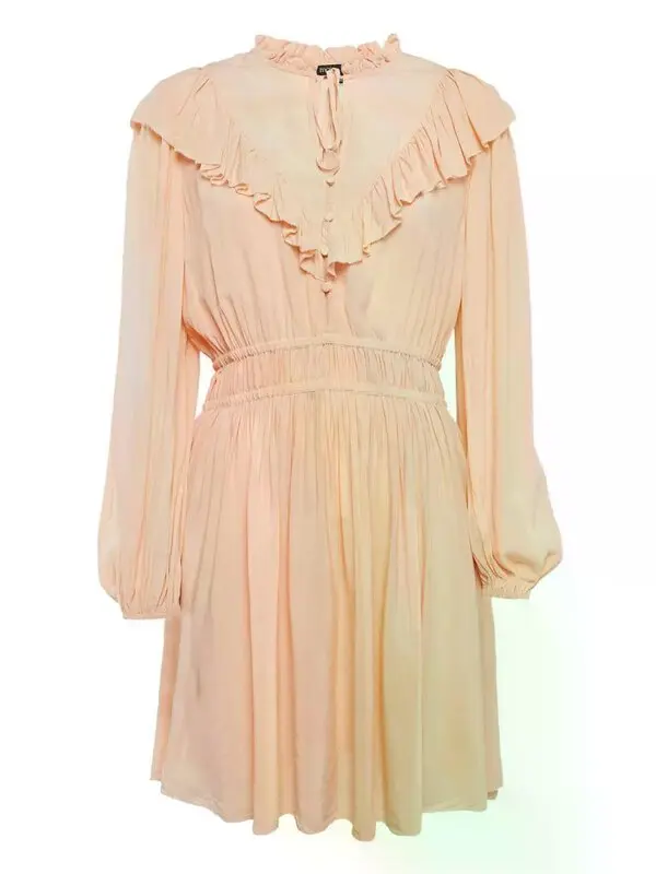 Maje Ruffled Neckline Mini Dress