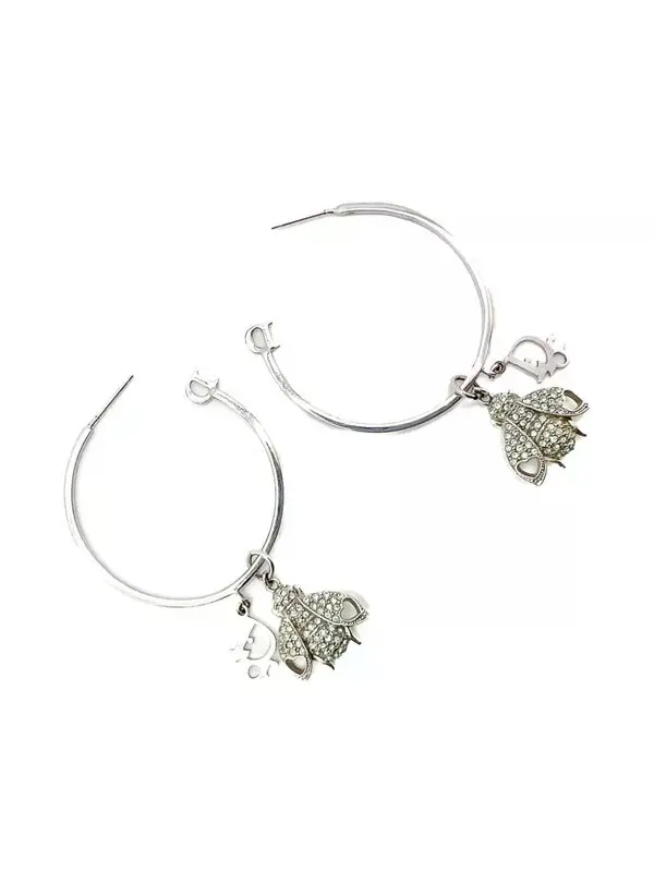 Dior 2000s Logo Hoop Earrings - Silver