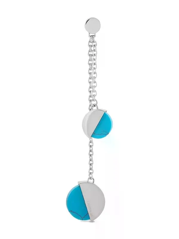 Calvin Klein Two-tone Design Drop Earrings With Turquoise Gemstones - Silver