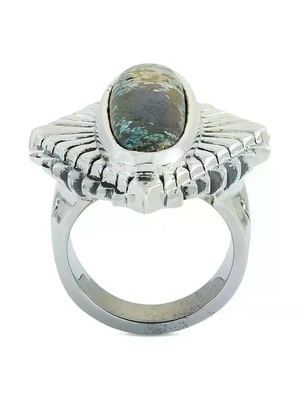 KING BABY STUDIO Sterling Concho Turquoise Signet Ring